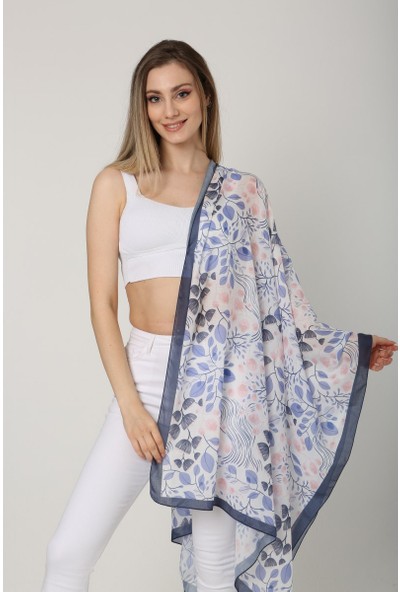 Luminos Butik Kadın Indigo Sarmaşık Desenli Şal - Pareo