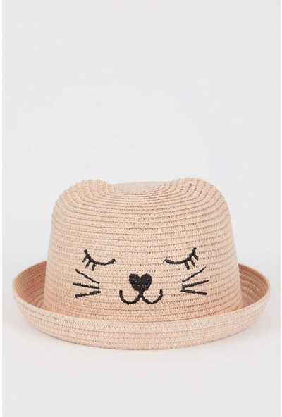 DeFacto Kız Çocuk Nakışlı Hasır Şapka N4134A622SM