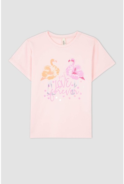 DeFacto Kız Çocuk Regular Fit Kısa Kollu Tişört X5077A622HS