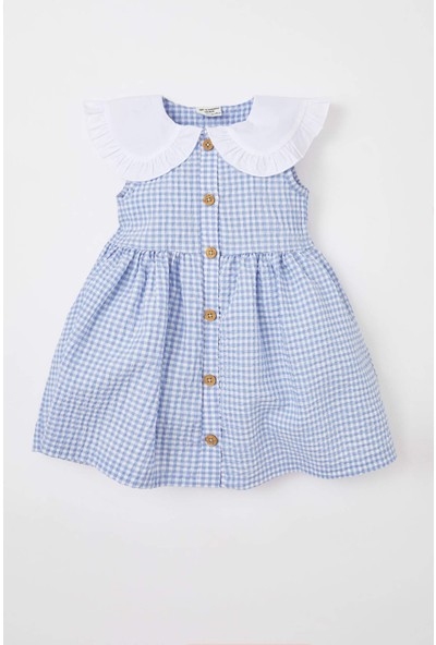 DeFacto Kız Bebek Pötikareli Regular Fit Büyük Yaka Kolsuz Krinkıl Elbise Y4388A222SM DeFacto Kız Bebek Pötikareli Regular Fit Büyük Yaka Kolsuz Krinkıl Elbise Y4388A222SM