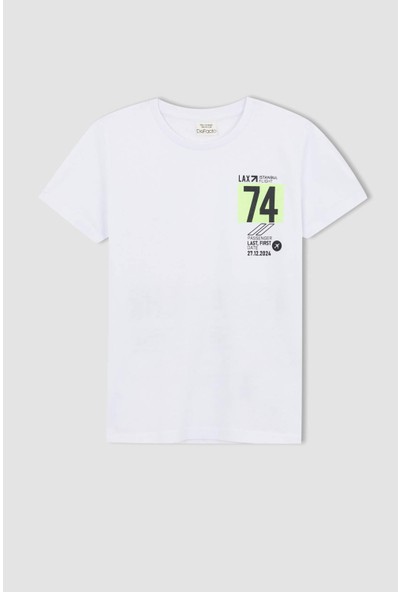 Erkek Çocuk Regular Fit Bisiklet Yaka Sırt Baskılı Kısa Kollu Pamuklu Penye TIŞÖRT Y2857A622SM