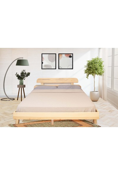 Alp Marina Lotus Doğal Çam Masif Vernikli Ahşap Karyola