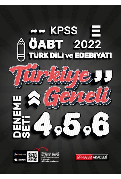 Pegem Akademi Yayıncılık 2022 KPSS ÖABT Türk Dili ve Edebiyatı 4-5-6 (3'lü Deneme)