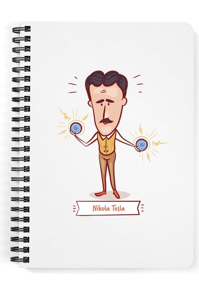 Rowalsi Nikola Tesla Baskılı Ahşap Kapaklı Defter 15X20 cm DFT892