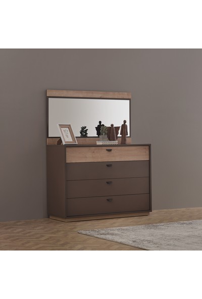 Enza Home Polka Şifonyer - Koyu Gri