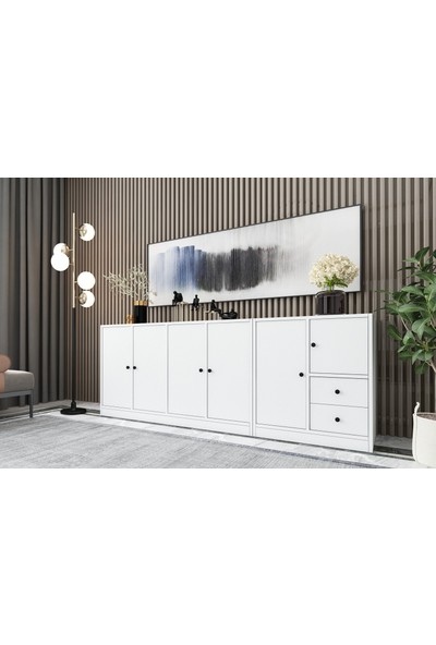 Nettrends Dolapli Çekmeceli Konsol Beyaz 195 cm KNS-1079-Ç Nettrends Dolapli Çekmeceli Konsol Beyaz 195 cm KNS-1079-Ç