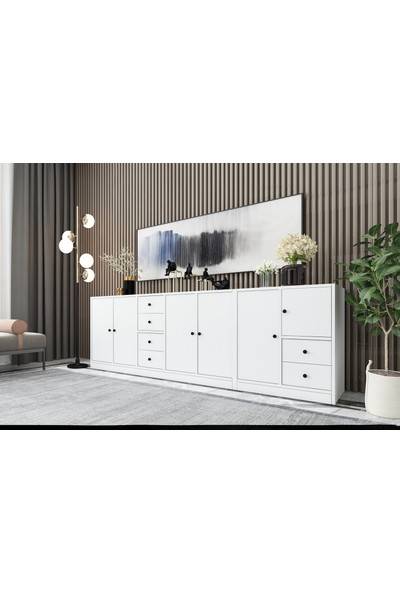 Nettrends Dolapli Çekmeceli Konsol Beyaz 226 cm KNS-1116-Ç Nettrends Dolapli Çekmeceli Konsol Beyaz 226 cm KNS-1116-Ç