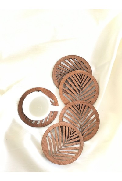 İmpivo 6 Adet Ahşap Bardak Altlığı Seti