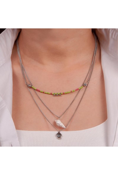 Hayalevi Consept Deniz Yıldızı Figürlü Yeşil Afgan Boncuklu Kolye