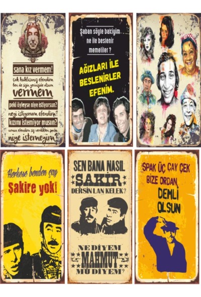 Hayat Poster Yeşilçam Retro Ahşap Poster Seti - 5 Hayat Poster Yeşilçam Retro Ahşap Poster Seti - 5