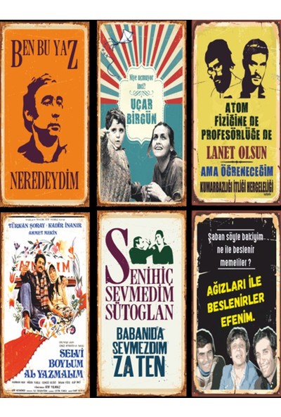 Hayat Poster Yeşilçam Türk Sineması 6lı Ahşap Poster Seti-1 Hayat Poster Yeşilçam Türk Sineması 6lı Ahşap Poster Seti-1