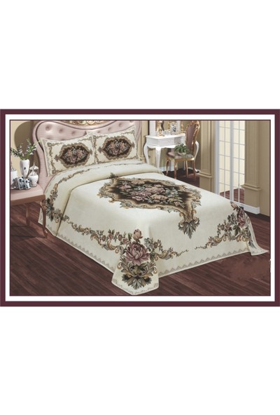 Şönilli Dokuma Mavi Yatak Örtüsü