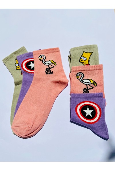 Kolej Kadın 6'lı Karışık Desenli Çorap