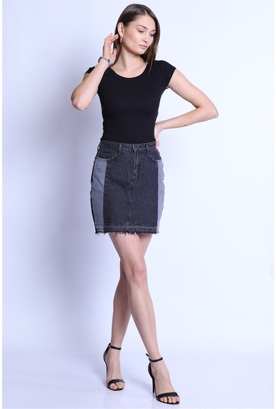 Markano Markano Kadın Etek Bet 2044-01 Black-Grey Markano Markano Kadın Etek Bet 2044-01 Black-Grey