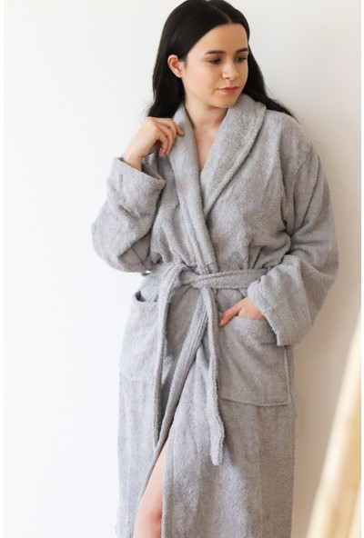 Tavas Organik Unisex Gri Lüx Pamuklu Süper Su Emici Banyo Havlu Bornoz