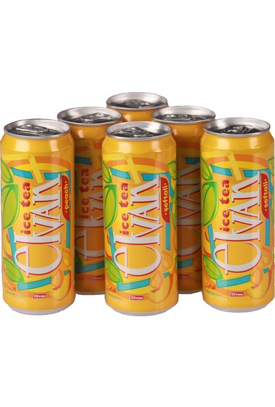 Elvan Ice Tea Teneke Kutu Şeftali Aromalı Soğuk Çay 330 Ml. 6 Lı Paket