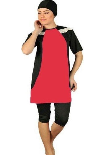 Zenan Bayan Yarım Kol Tesettür Mayo Fuşya-Füme