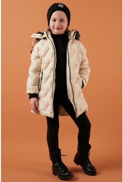 Lela Içi Peluş Astarlı Çıkarılabilir Kapüşonlu Cepli Kışlık Mont Kız Çocuk Mont 5760004