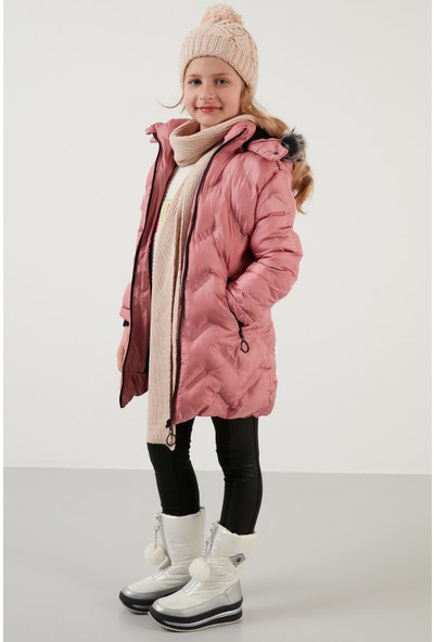 Lela Içi Peluş Astarlı Çıkarılabilir Kapüşonlu Cepli Kışlık Mont Kız Çocuk Mont 5760004