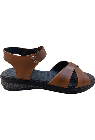 Lady Park 942 Çapraz Bantlı Lastikli Sandalet /taba/38