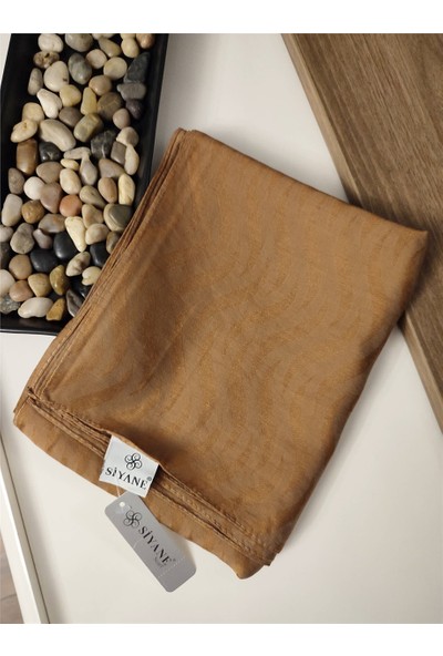 Siyane Scarf Karamel Siyane Jakarlı Şal