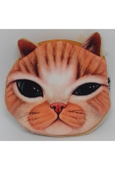 Taros Tek Gözlü Fermuarlı Peluş Bozuk Para Cüzdanı - Kedi Modeli