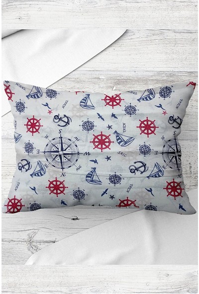 Saal Denizci Desenli 2'li Çocuk-Yetişkin Yastık Kılıfı Oda Dekorasyon