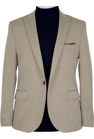 Akabey 3386 Erkek Slim Fit 6 Drop Krem Spor Ceket
