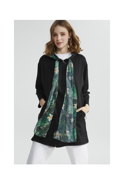 Muni Muni Kapüşon Garnili Eşofman ÜSTÜ-SIYAH-539911