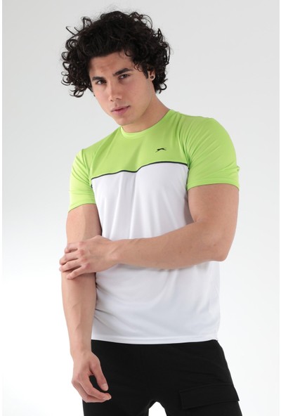 Slazenger Observe Erkek T-Shirt Beyaz-Yeşil