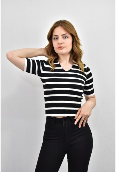 Zidanlife Zidan 1308 Kısa Kol Likralı Çizgili Triko - Siyah Zidanlife Zidan 1308 Kısa Kol Likralı Çizgili Triko - Siyah