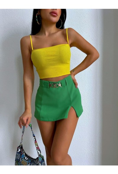 Havens Zincir Detay Yeşil Şortlu Etek