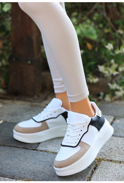 Sindy Krem Süet Siyah Detaylı Spor Ayakkabı Sindy Krem Süet Siyah Detaylı Spor Ayakkabı