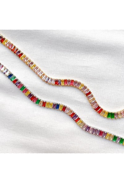 NGM Renkli Baget Taşlı Su Yolu Choker Kolye NGM Renkli Baget Taşlı Su Yolu Choker Kolye