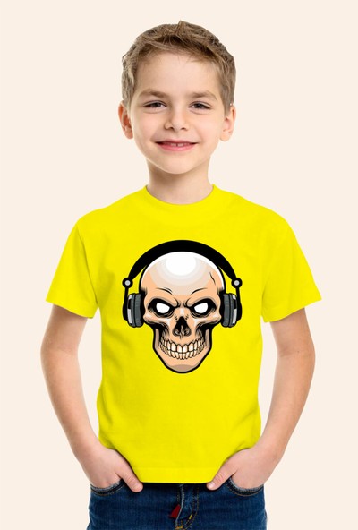Karya ButikKuru Kafa Baskılı Sarı Çocuk T-Shirt 32