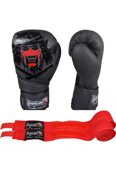 Dragon Yakuza Boks Eldiveni ve Kırmızı 3,5 Metre Bandajlı Set