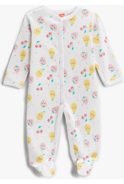 Koton Pamuklu Tulum Uzun Kollu Baskılı Biyeli Bisiklet Yaka Koton Pamuklu Tulum Uzun Kollu Baskılı Biyeli Bisiklet Yaka