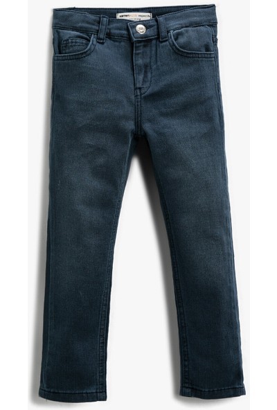 Koton Kot Pantolon Dar Paça Slim Düğmeli Cepli Koton Kot Pantolon Dar Paça Slim Düğmeli Cepli