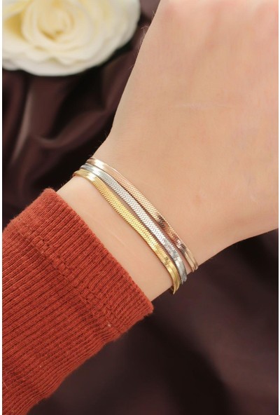 Çelik 3 Renkli Italyan Zincir Çoklu Bileklik