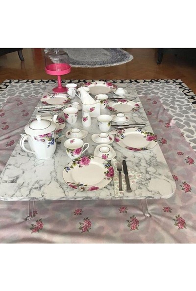 Aslan Store 70X120 cm Katlanabilir Ayaklı Ahşap Dökdörtgen Yer Sofrası, Beyaz Mermer Desenli Aslan Store 70X120 cm Katlanabilir Ayaklı Ahşap Dökdörtgen Yer Sofrası, Beyaz Mermer Desenli