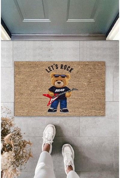Maya Store Bej Kapı Önü Paspası Let's Rock Ayıcık Desen PS968 Maya Store Bej Kapı Önü Paspası Let's Rock Ayıcık Desen PS968