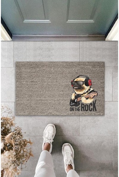 Maya Store Dijital Baskı Gri On The Rock Köpek Dekoratif Kapı Paspası PS1317 Maya Store Dijital Baskı Gri On The Rock Köpek Dekoratif Kapı Paspası PS1317