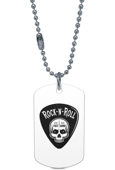 Rowalsi Rock Roll Gümüş Renk Künye / Kolye DFT1555 Rowalsi Rock Roll Gümüş Renk Künye / Kolye DFT1555