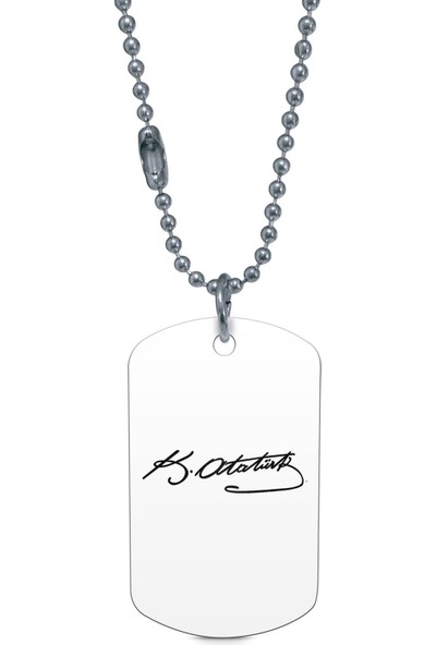 Rowalsi Kemal Atatürk Gümüş Renk Künye / Kolye DFT1528