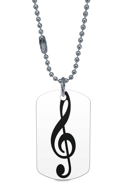 Rowalsi Sol Anahtarı Gümüş Renk Künye / Kolye DFT3087