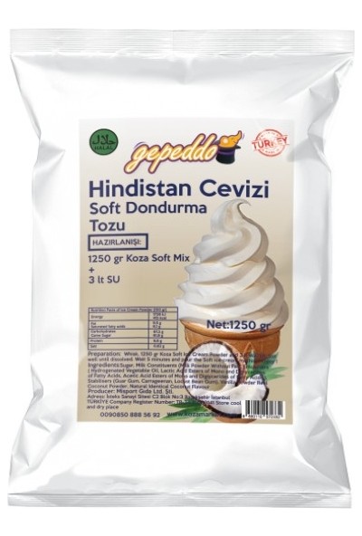 Gepeddo Hindistan Cevizli Soft Dondurma Tozu (1250 gr / 3 Lt Su) Gepeddo Hindistan Cevizli Soft Dondurma Tozu (1250 gr / 3 Lt Su)