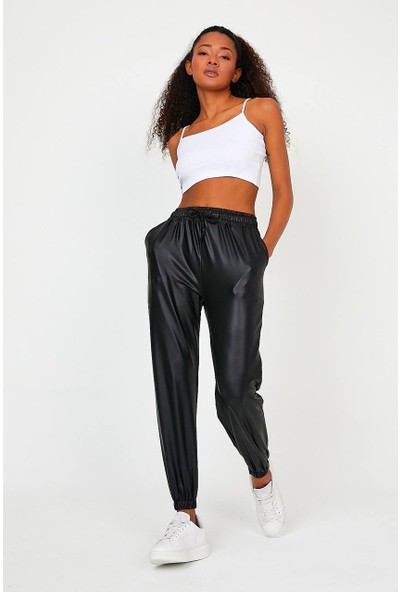 Shewky Deri Görünümlü Full Esnek Eşofman Patolon Shewky Deri Görünümlü Full Esnek Eşofman Patolon