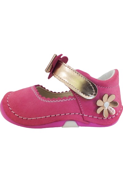 My Sweet BabyKız Çocuk Deri Lüks Fiyonklu ve Çiçek Nakışlı Ilk Adım Ayakkabısı / 22-24