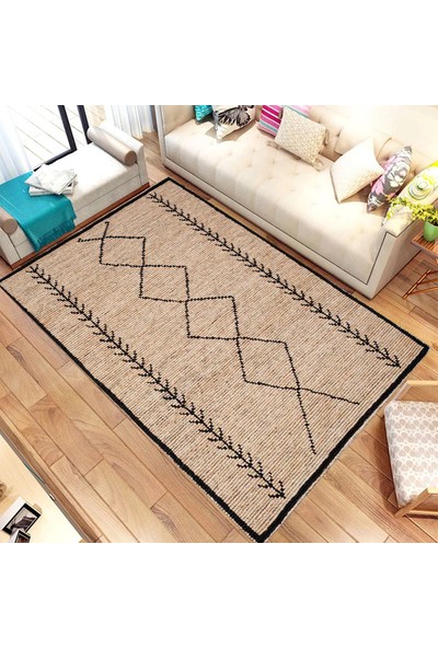 Iztesa Dekoratif Sisal Halı Kilim El Örgüsü Dikdörtgen | Yıkanabilir Kumaş | Antialerjenik Kumaş | AMZ991-120X180