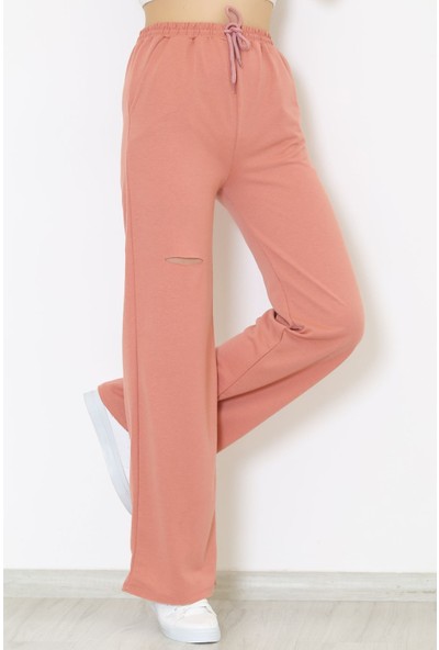 Tek Diz Yırtıklı Eşofman Altı Gülkurusu - 9491.1348.